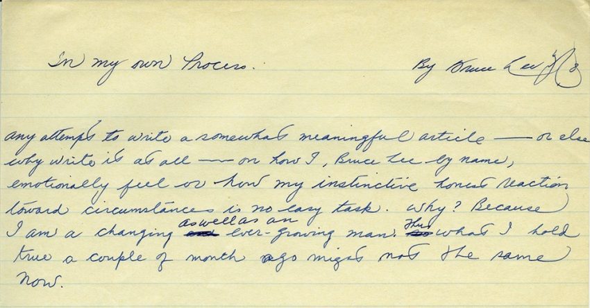 Bruce Lee and his letters…